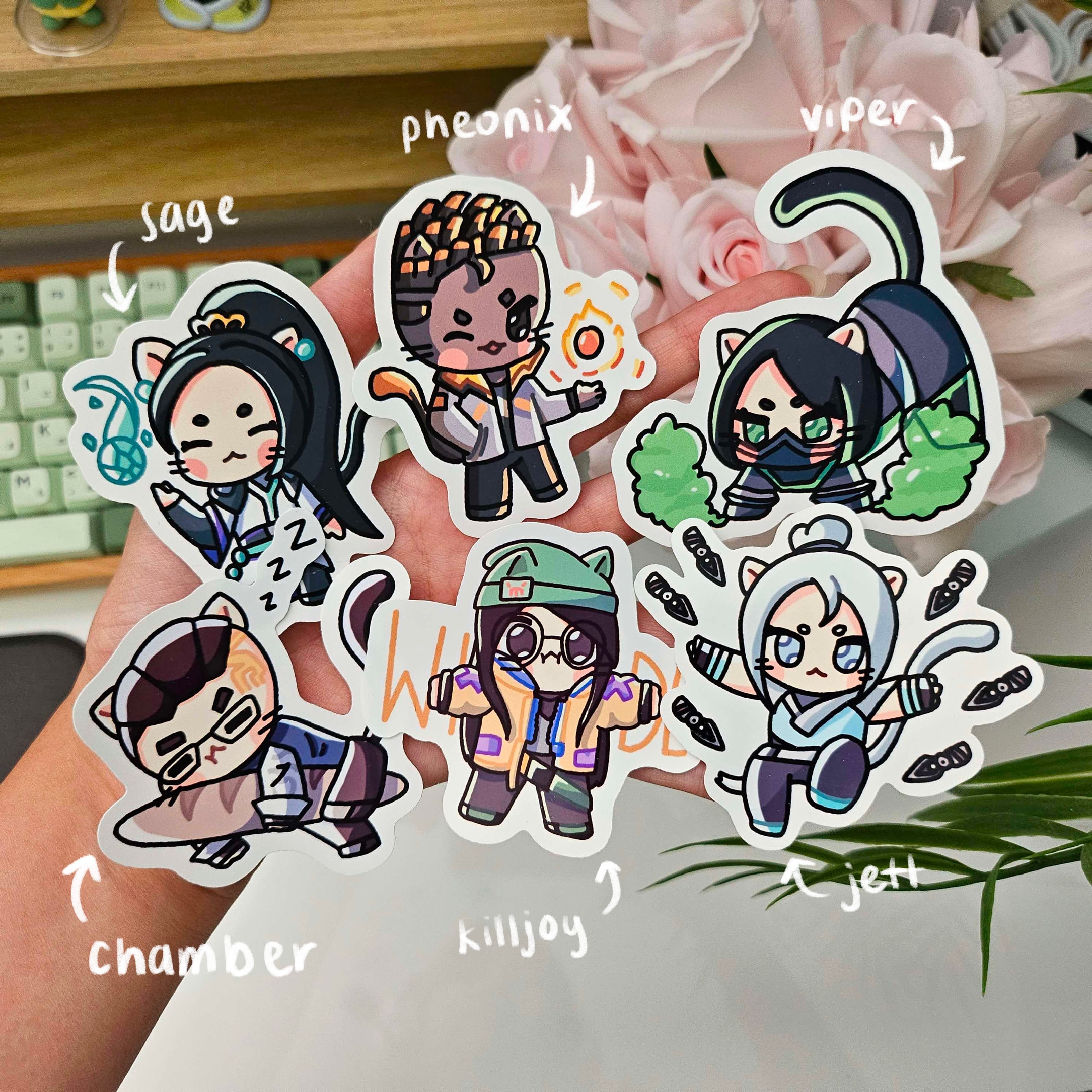 NEW CLOVE Cute Chibi Valorant Neko Stickers Glossy Vinyl Cute Animal ...