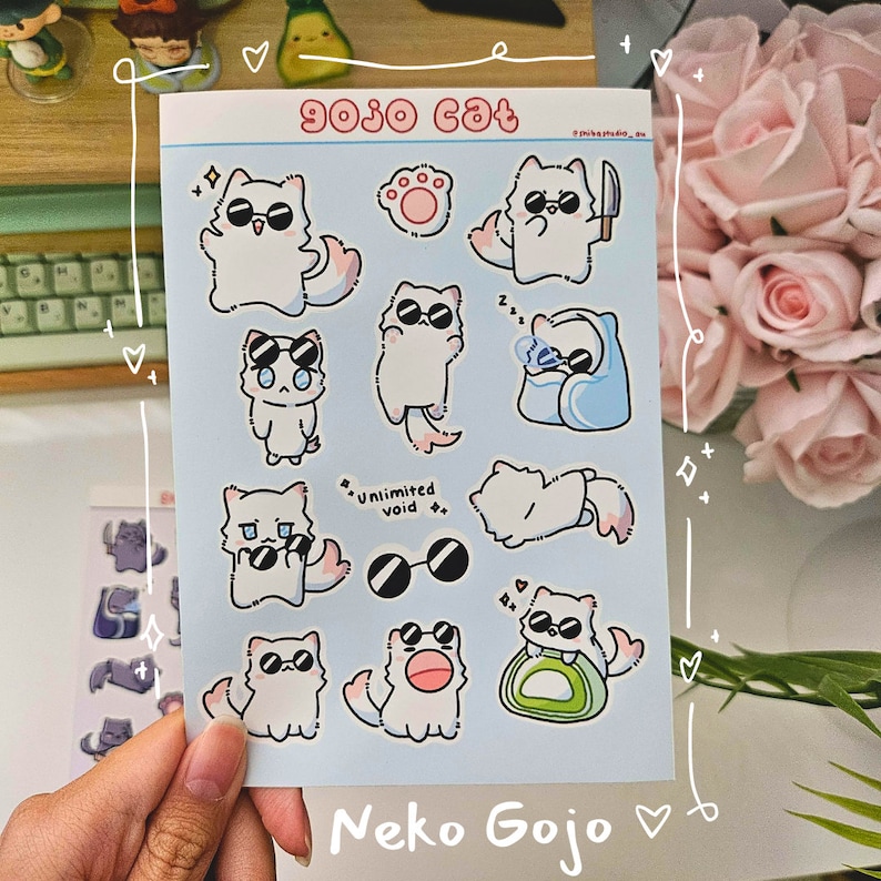 Cute Chibi Jujutsu Kaisen Satoru Gojo Suguru Geto Neko Cat Stickers ...