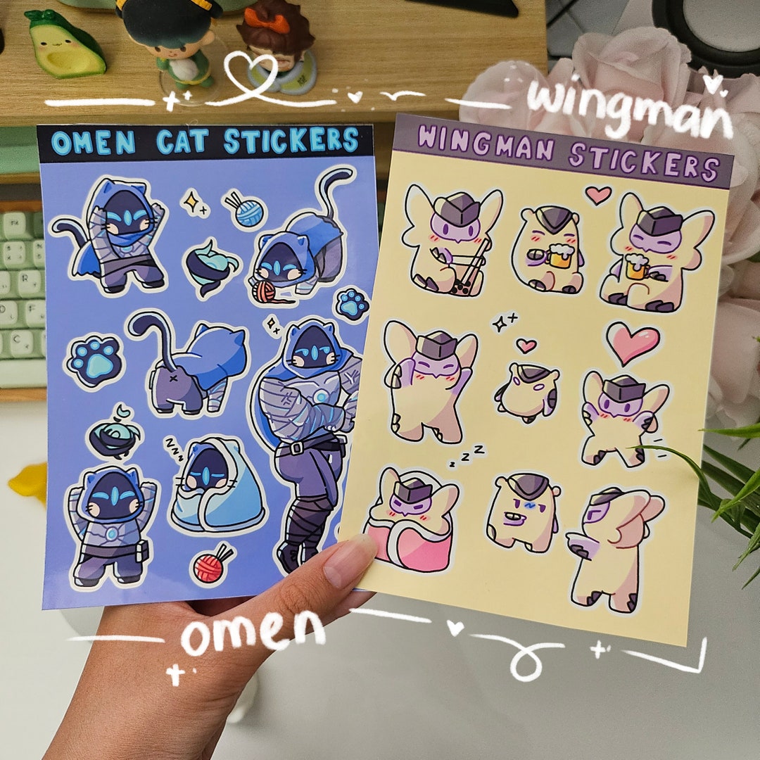Cute Chibi Valorant Cat Omen & Wingman Stickers || Glossy Vinyl ...