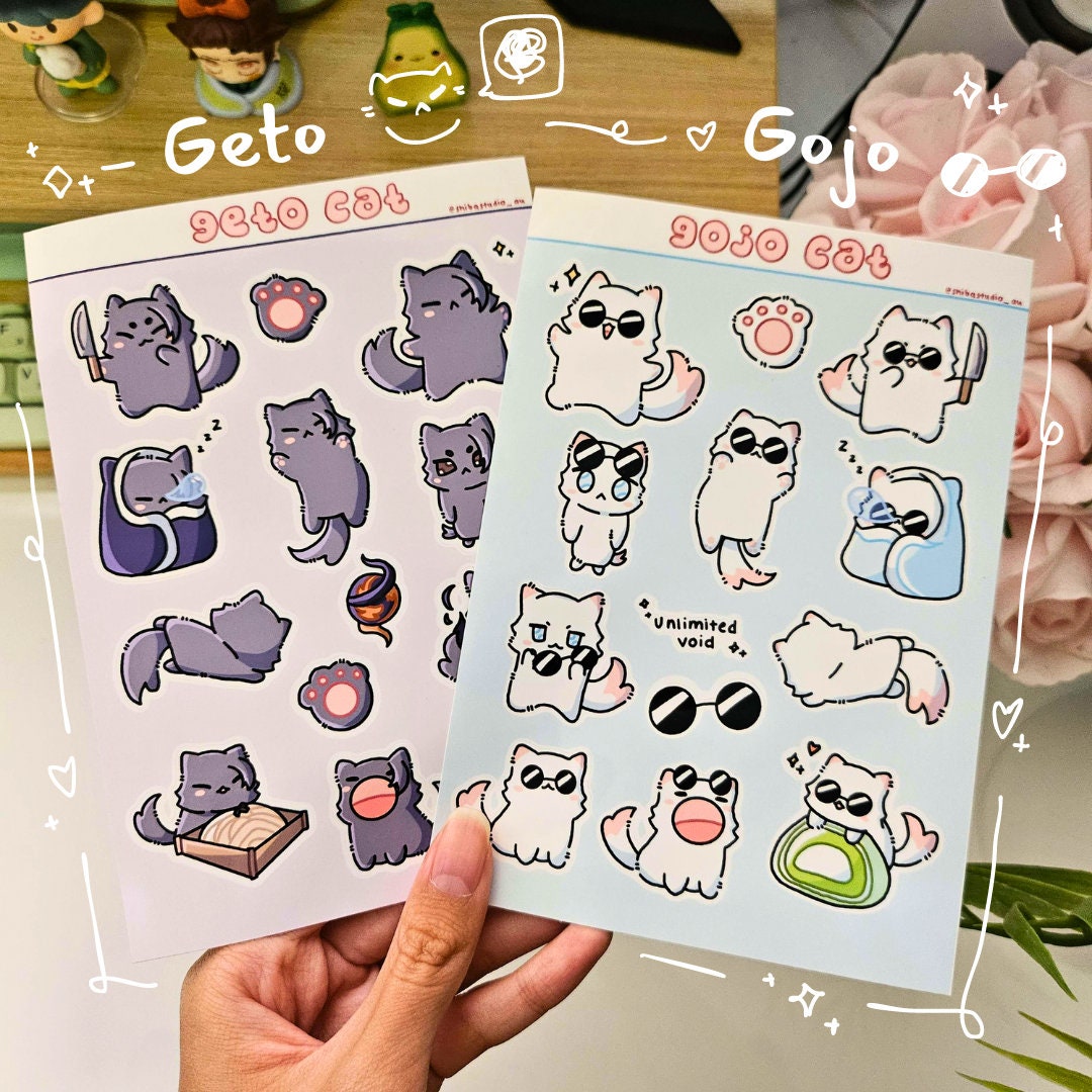 Cute Chibi Jujutsu Kaisen Satoru Gojo Suguru Geto Neko Cat Stickers ...