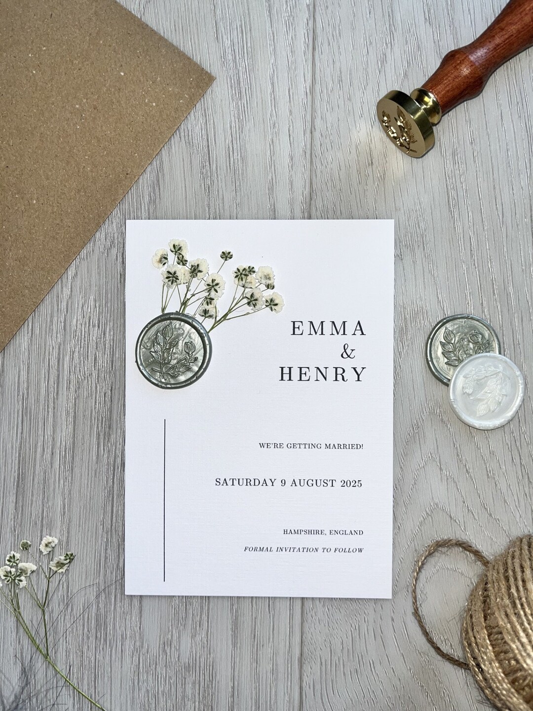 Emma Save the Date Cards for Wedding With Gypsophila Baby's Breath ...