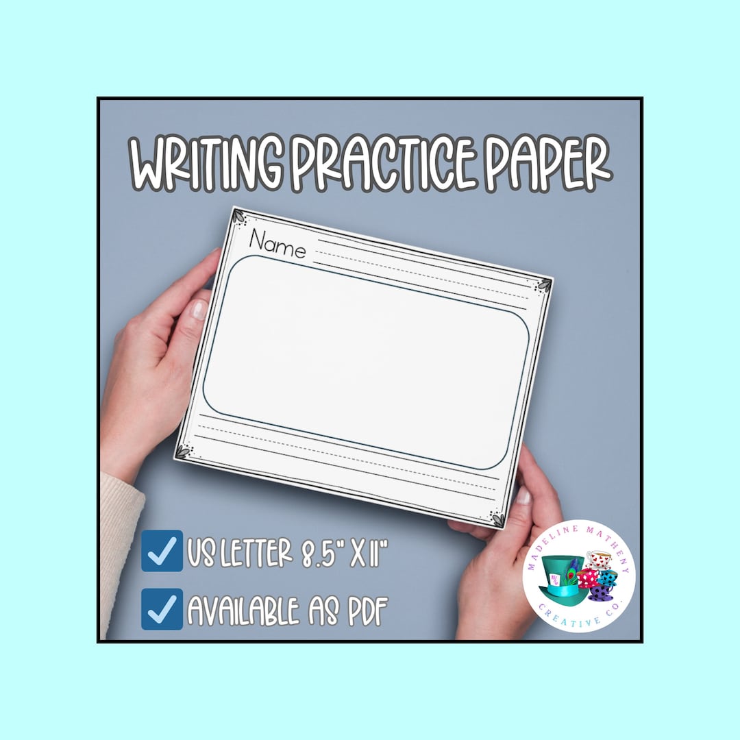Handwriting Paper Printable Pre-k & Kindergarten Writing Practice Paper ...