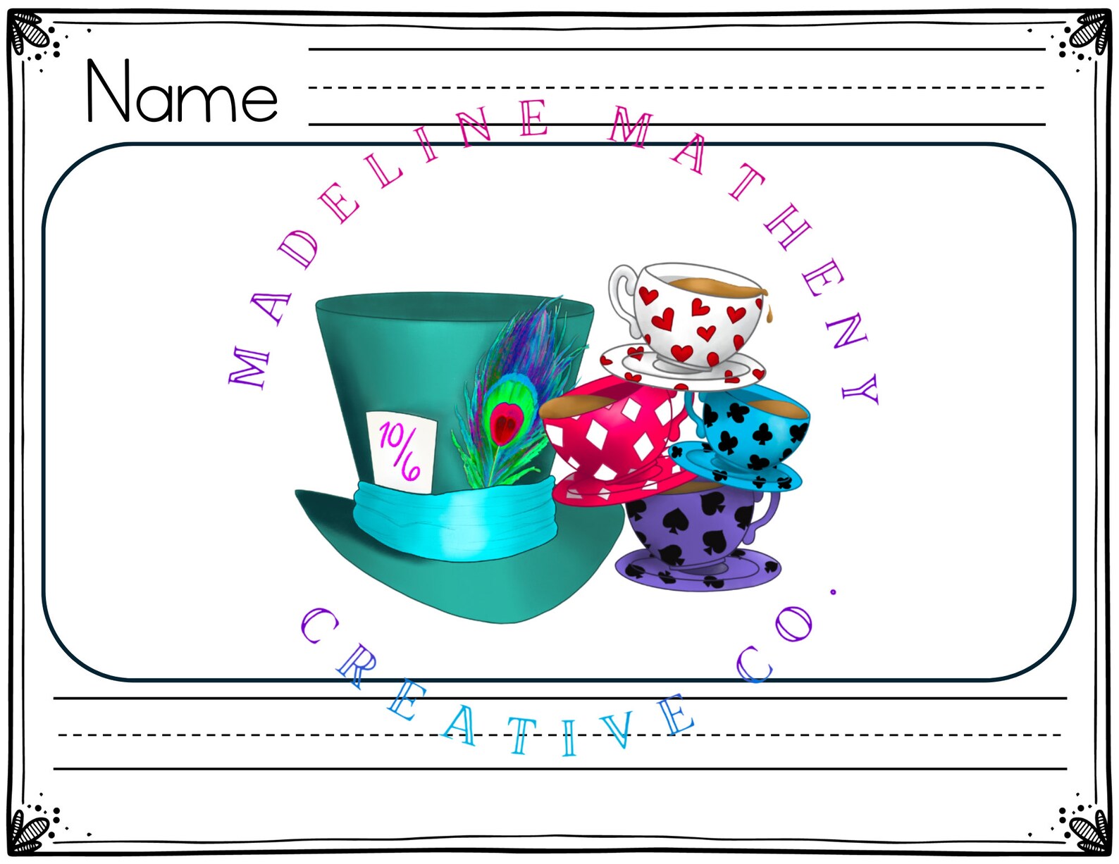 Handwriting Paper Printable Pre-k & Kindergarten Writing Practice Paper ...