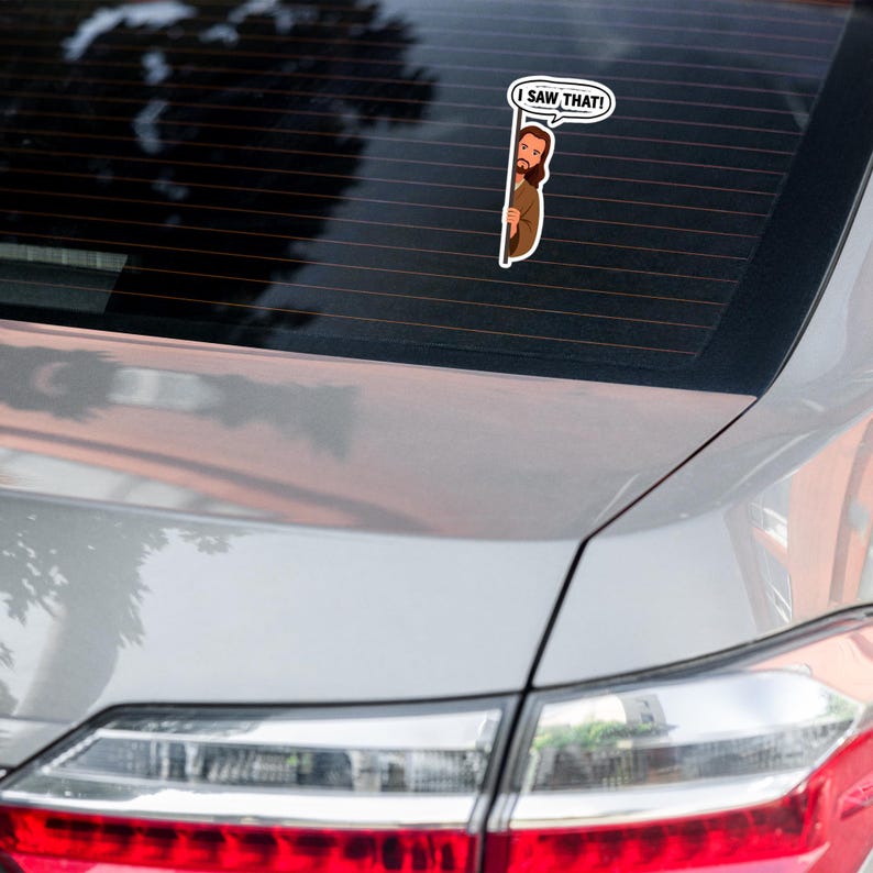 Jesus "i Saw That" Sticker & Magnet – Funny Christian Gift, Holographic ...