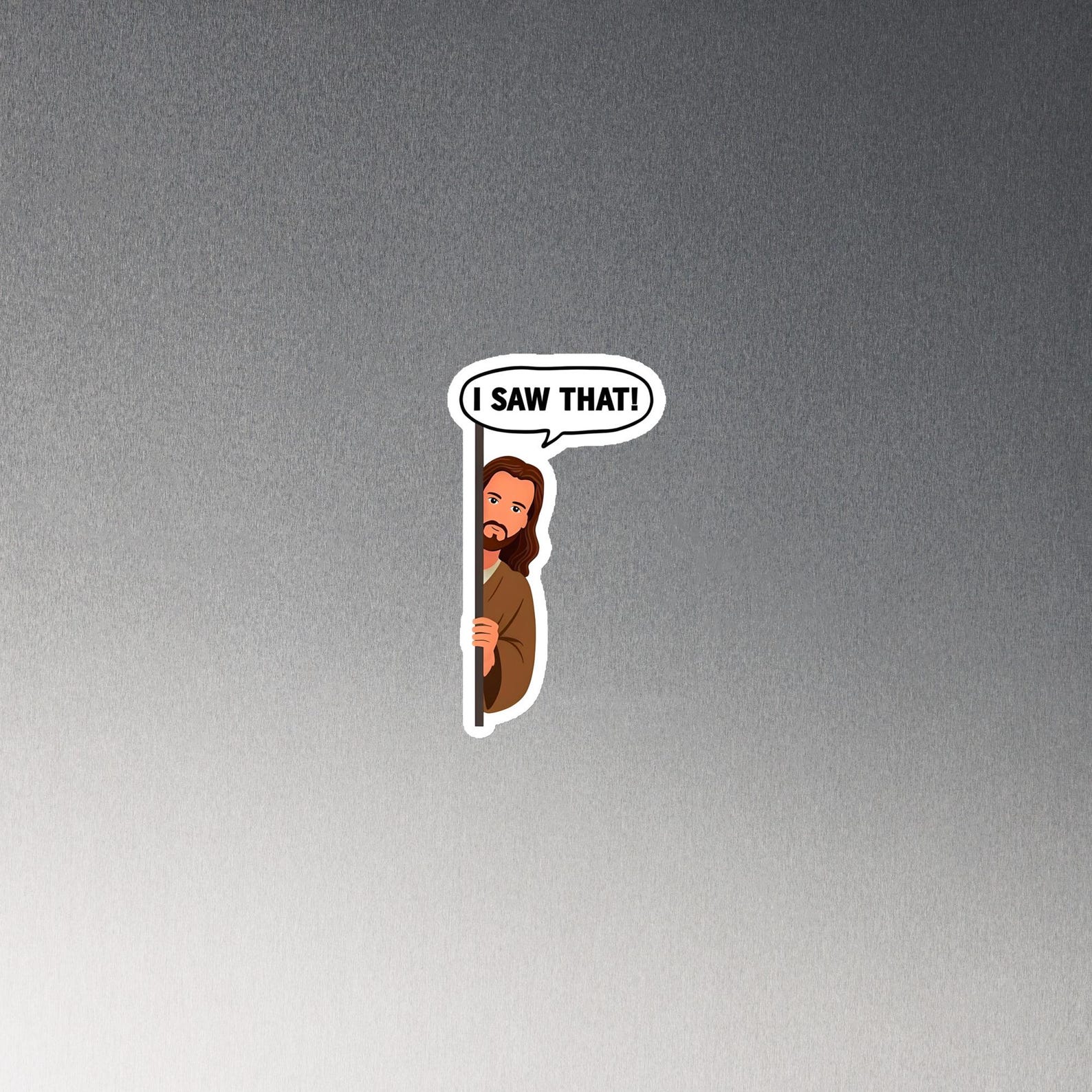 Jesus "i Saw That" Sticker & Magnet – Funny Christian Gift, Holographic ...