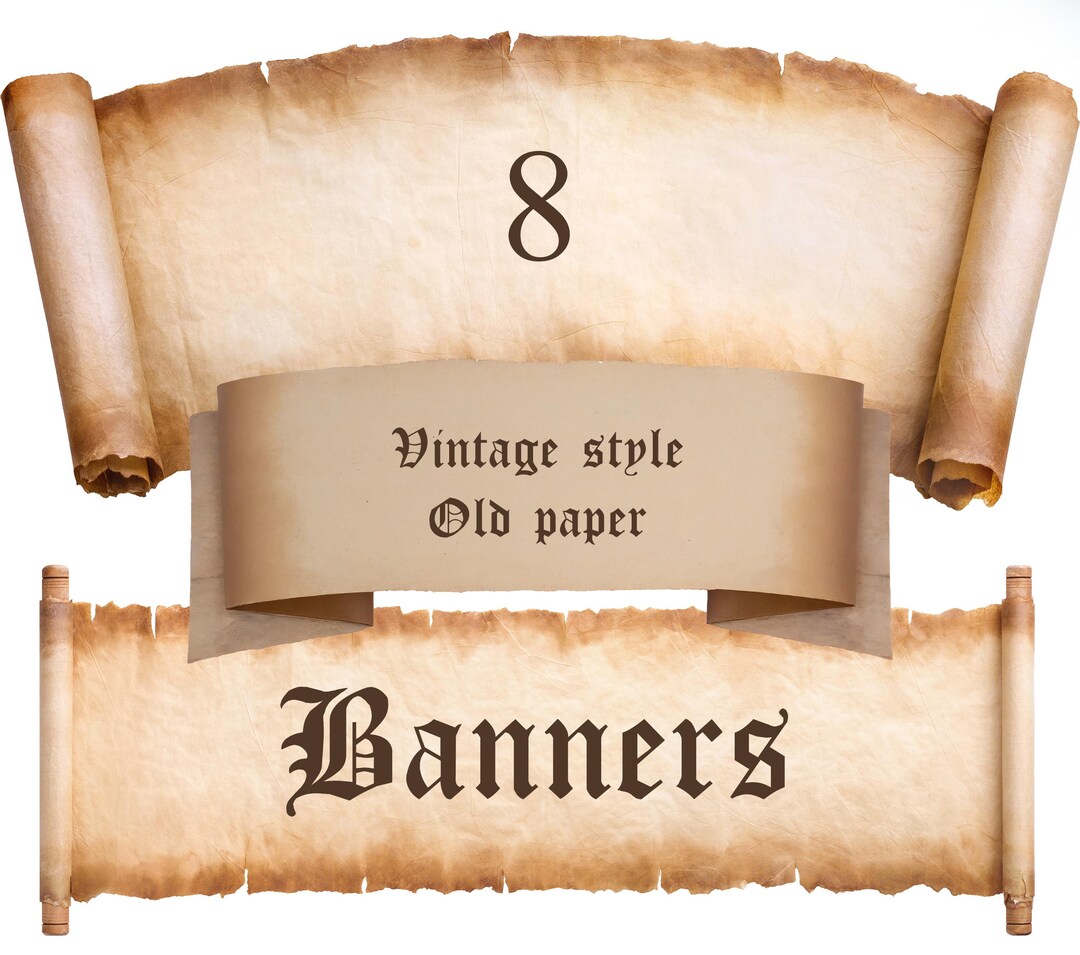 8 Vintage Style, Old Paper Banner Pngs - Etsy