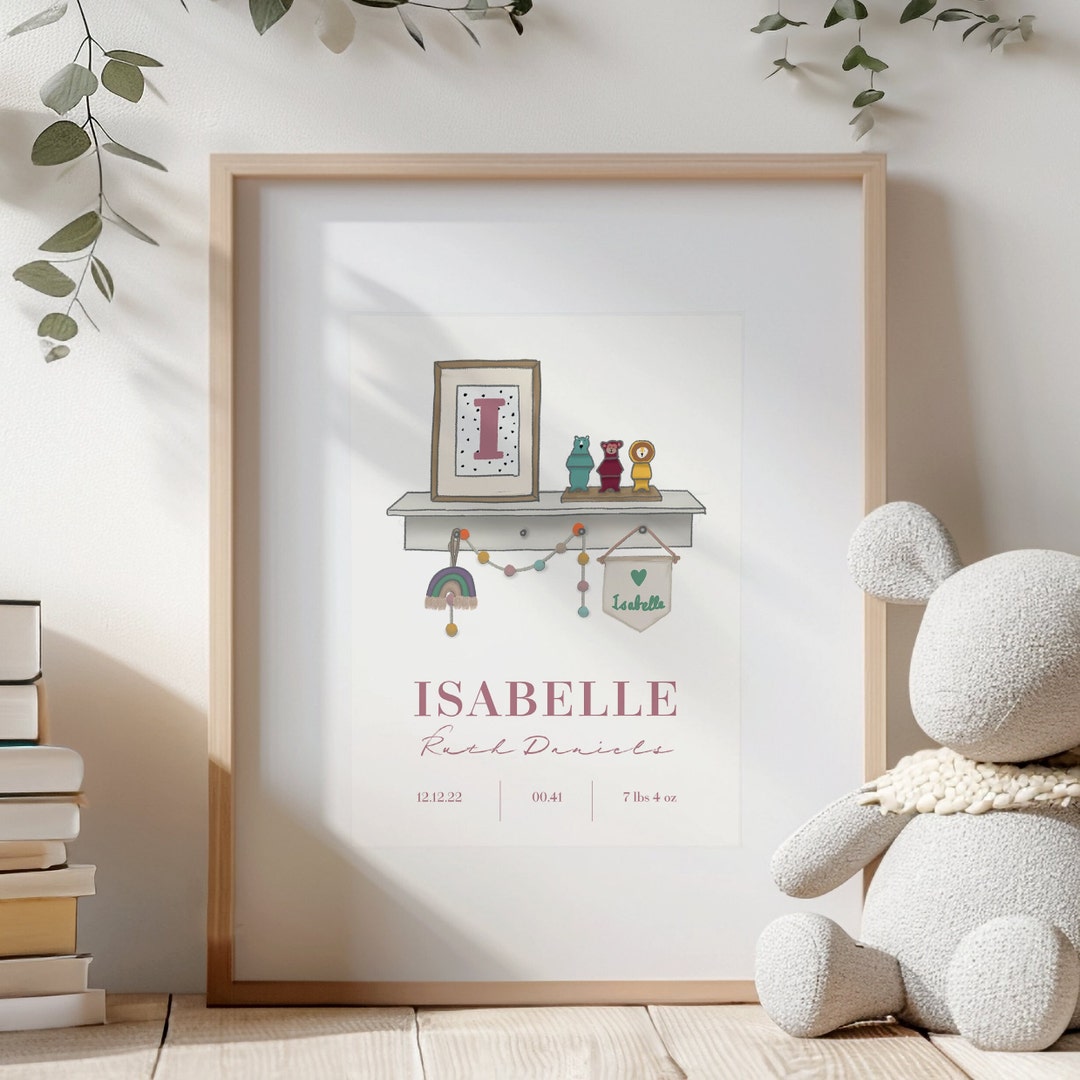 Personalised Nursery Print, A Shelf for Me in Pink - Etsy