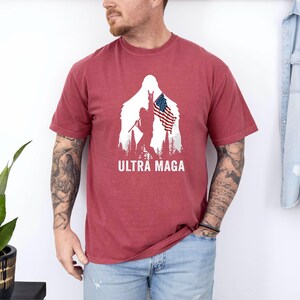 Ultra MAGA Comfort Colors T-shirt: Distressed USA Flag Bigfoot Graphic ...