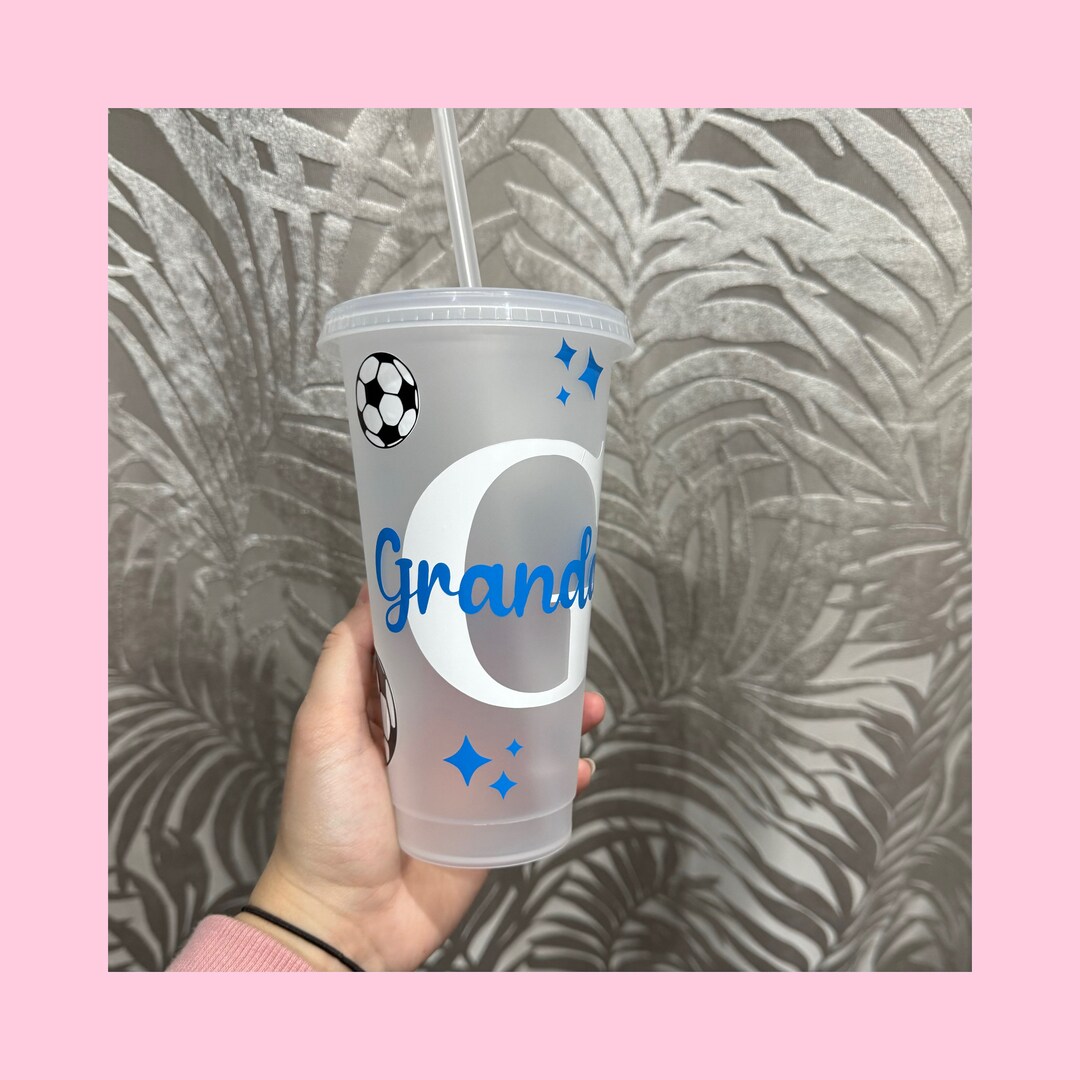 Personalised Football Design Cold Cup With Straw 24oz Clear Cold Cup ...