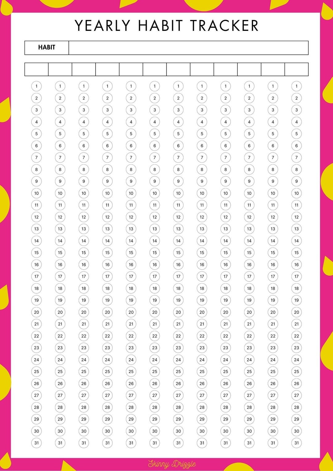 Yearly Habit Tracker Printable - Etsy