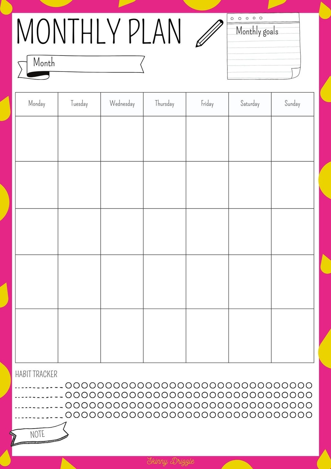 Monthly Planner Printable - Etsy