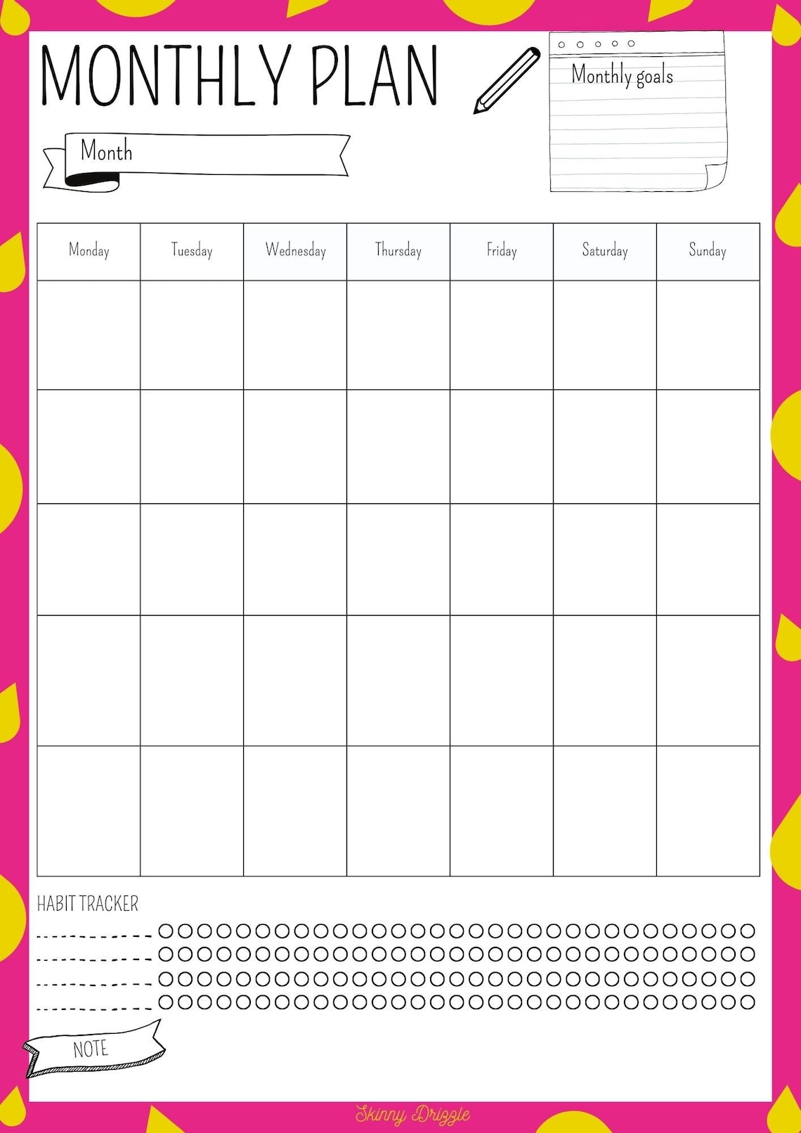 Monthly Planner Printable - Etsy