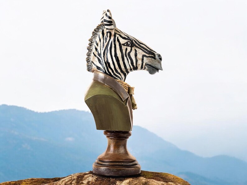 Handpainted Large Zebra Sculpture Statue, Zebra Statue, Gentleman Zebra ...