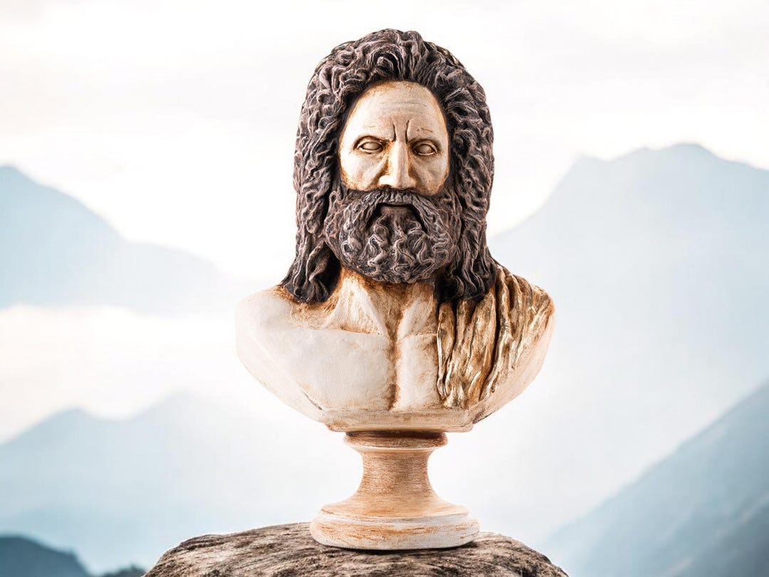 Handpainted Large Zeus Sculpture Statue, Zeus Bust, Greek God Zeus ...