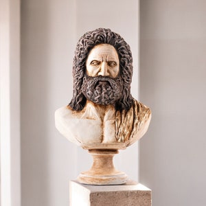 Handpainted Large Zeus Sculpture Statue, Zeus Bust, Greek God Zeus ...