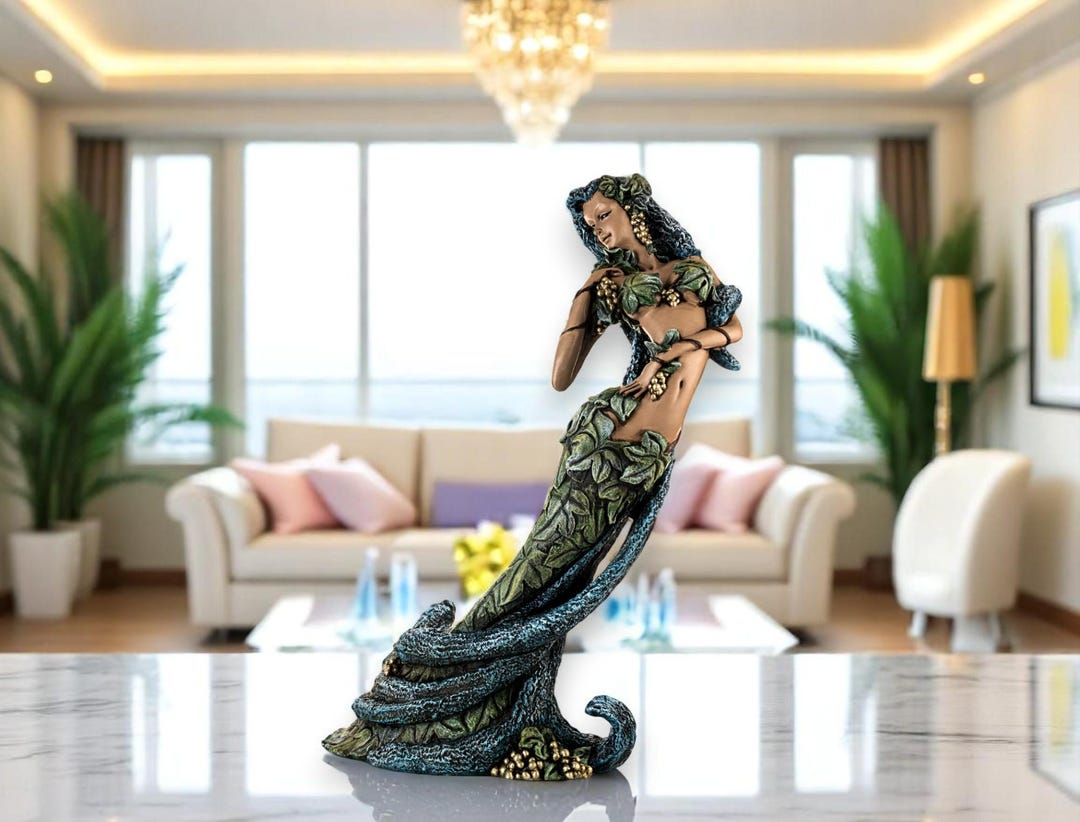 Large Mermaid Statue – Sea Goddess Figurine, Handpainted Ocean Decor ...