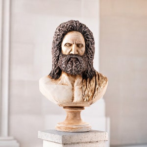 Handpainted Large Zeus Sculpture Statue, Zeus Bust, Greek God Zeus ...