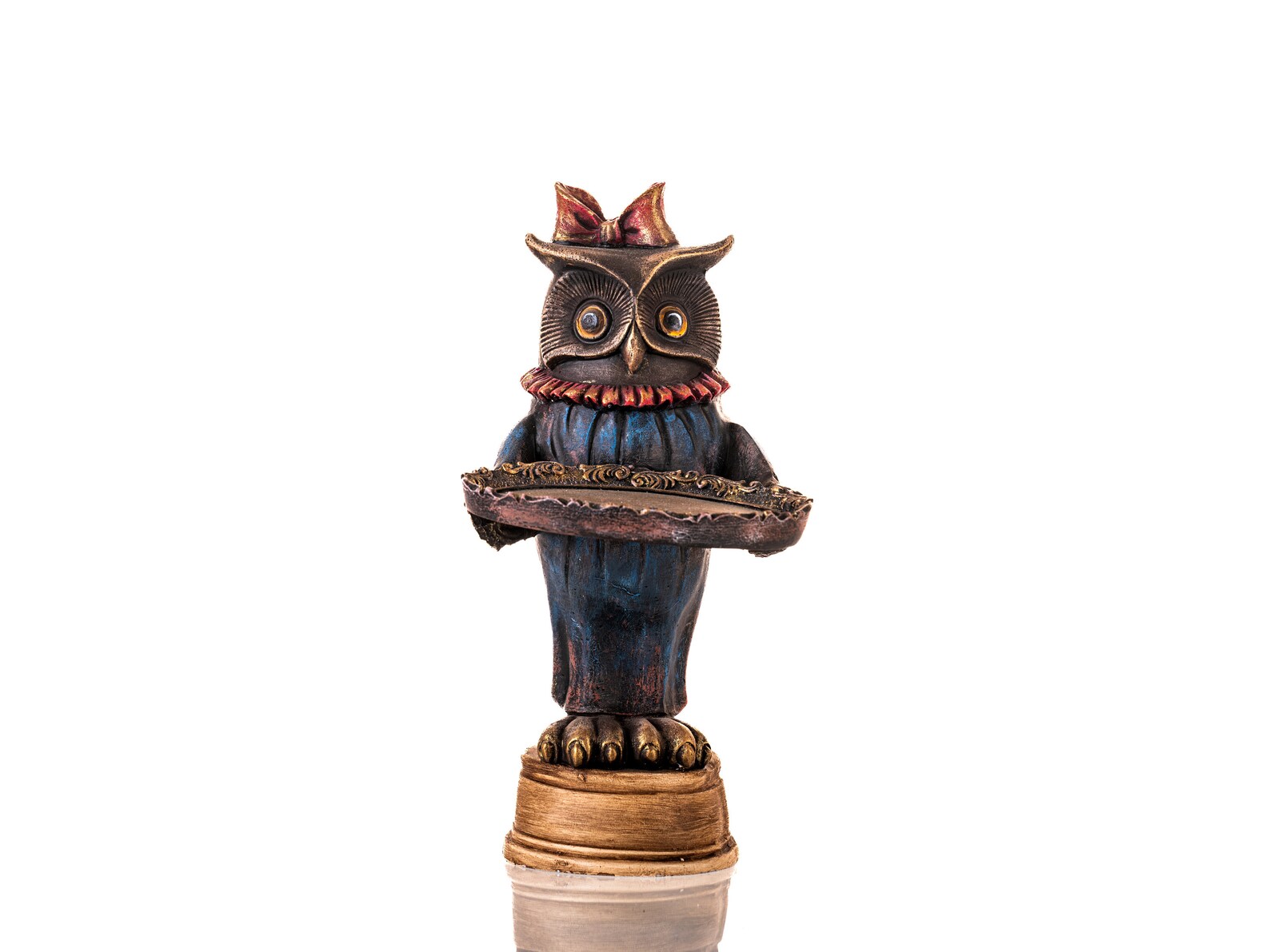 Large Owl Statue Sculpture,owl Statue, Owl Figurine,owl With Tray ...