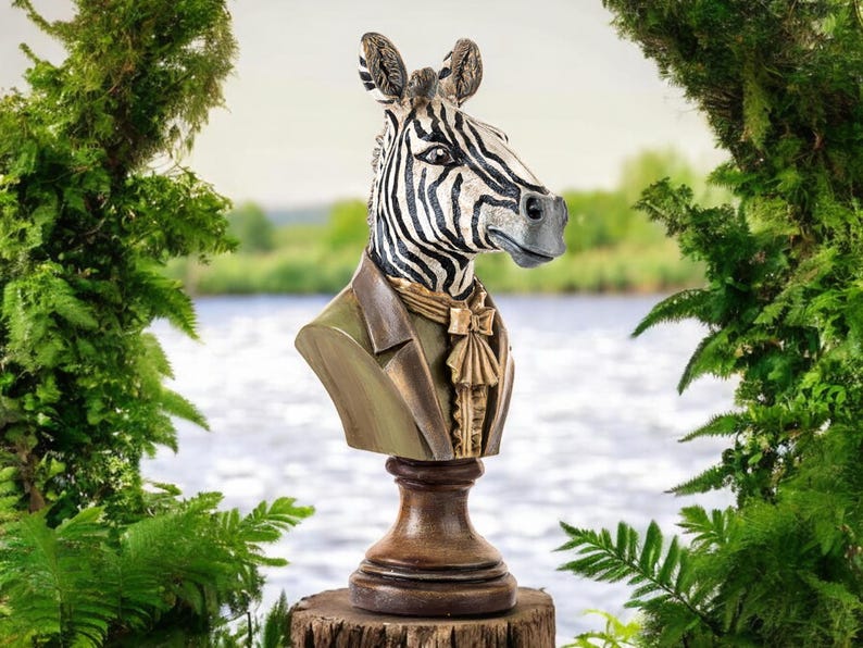 Handpainted Large Zebra Sculpture Statue, Zebra Statue, Gentleman Zebra ...