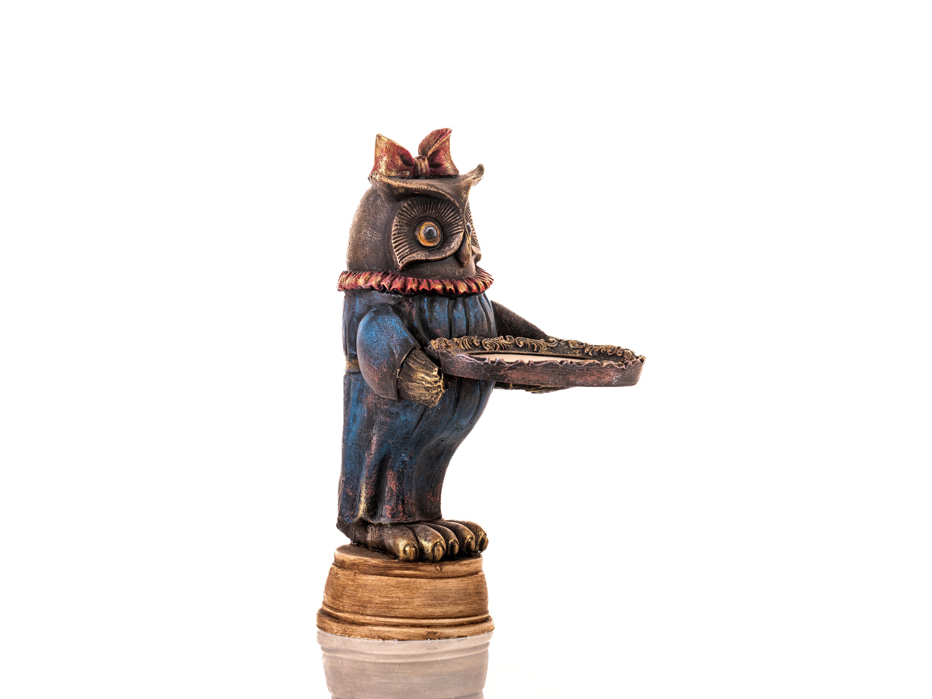 Large Owl Statue Sculpture,owl Statue, Owl Figurine,owl With Tray ...