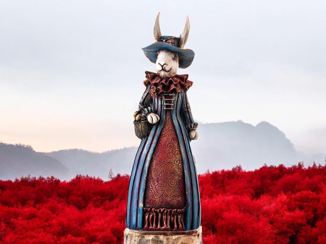 Handpainted Large Easter Rabbit Sculpture Statue, Easter Rabbit ...