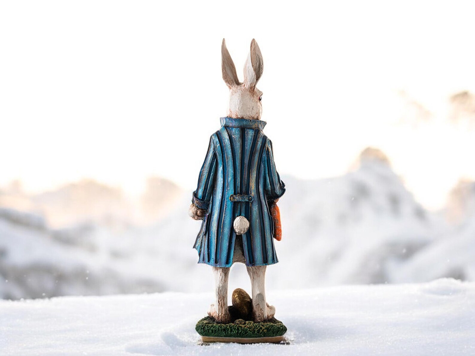 Large Rabbit Sculpture Statue, Easter Rabbit Figurine, Handpainted ...