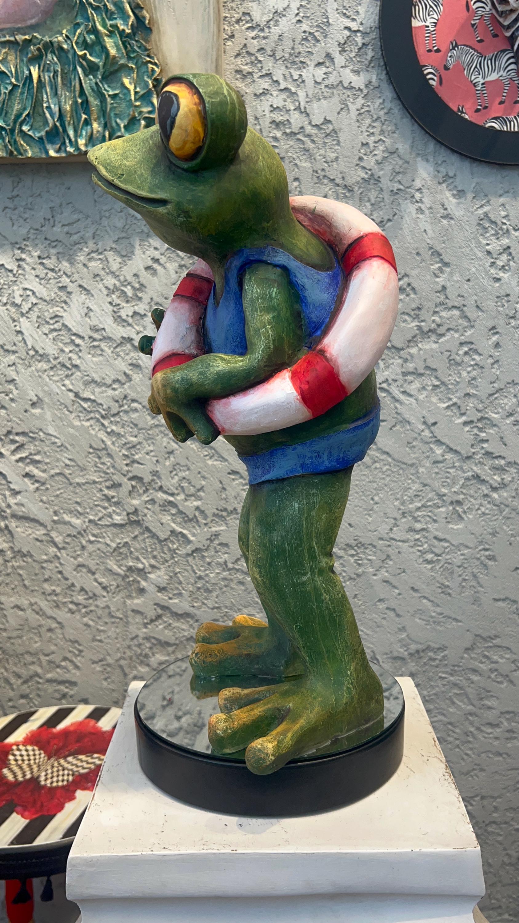 Swim-ready Frog Figurine | Whimsical Garden Frog Statue, Summer Outdoor ...