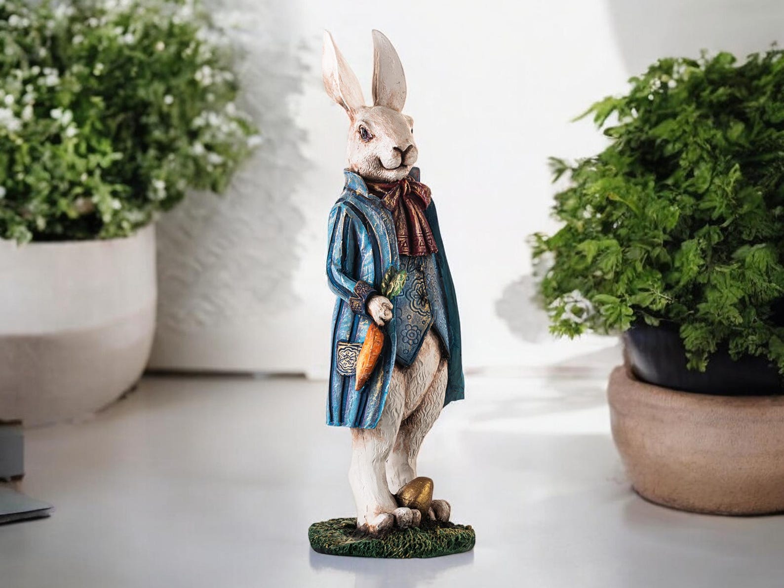 Large Rabbit Sculpture Statue, Easter Rabbit Figurine, Handpainted ...