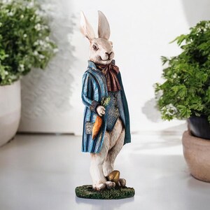 Large Rabbit Sculpture Statue, Easter Rabbit Figurine, Handpainted ...