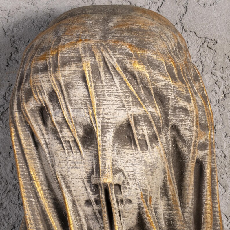 Veiled Lady Wall Sculpture – Classic Draped Face Art, Veiled Bust ...