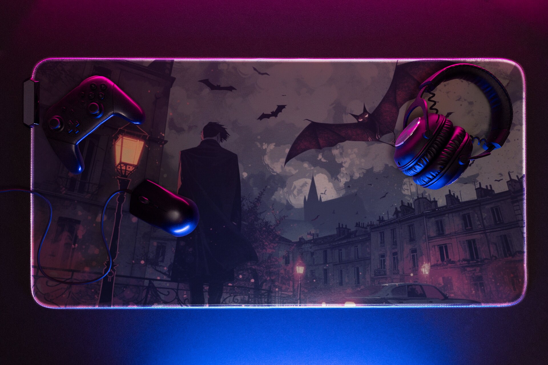 MTG Playmat Vampire Desk Mat Fantasy Bat Gothic Desk Mat for Magic the ...