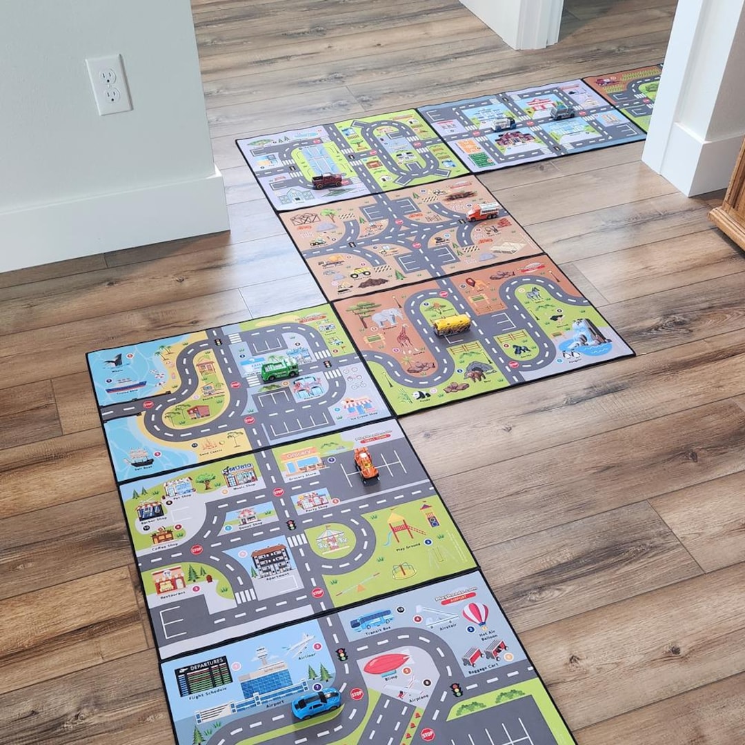 Playroads Themed Car Play Mats: Educational, Portable, Connectable Road ...