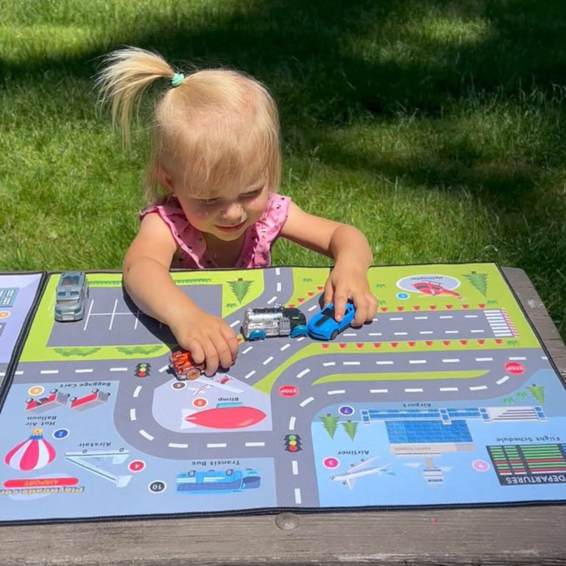 Playroads 8 Play Mat Set: Connectable, Portable Toy Car Rug, Kids ...