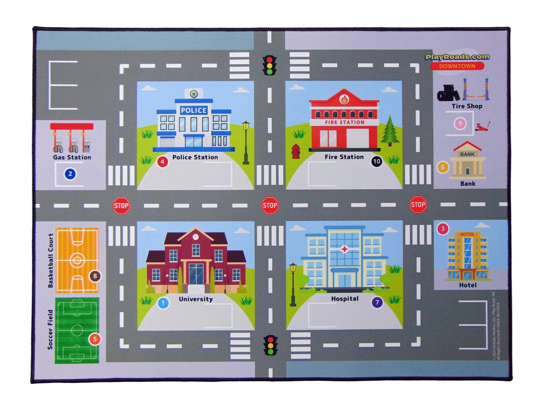 Playroads - Down Town City Theme Portable Children's Toy Car Soft Play ...