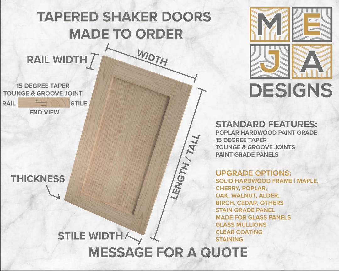 Custom Shaker Cabinet Doors: Replacement Vanity, Furniture, and Kitchen ...