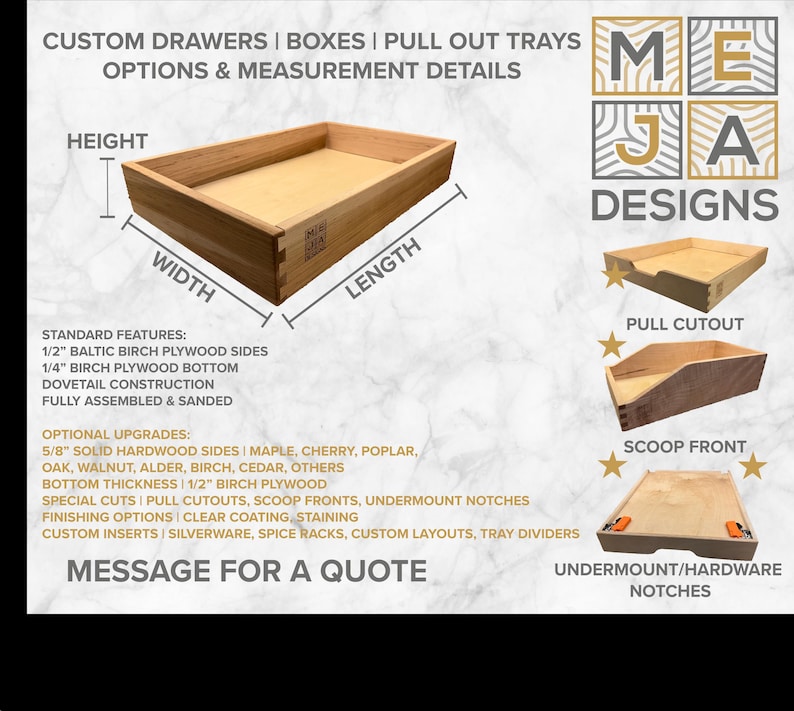 Custom Wood Drawer Box: Kitchen Cabinet Replacement, Handmade - Etsy