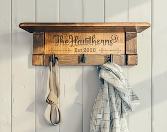 Modern Entryway Organizer Coat Rack With Shelf Wooden Wall Mounted Hat ...