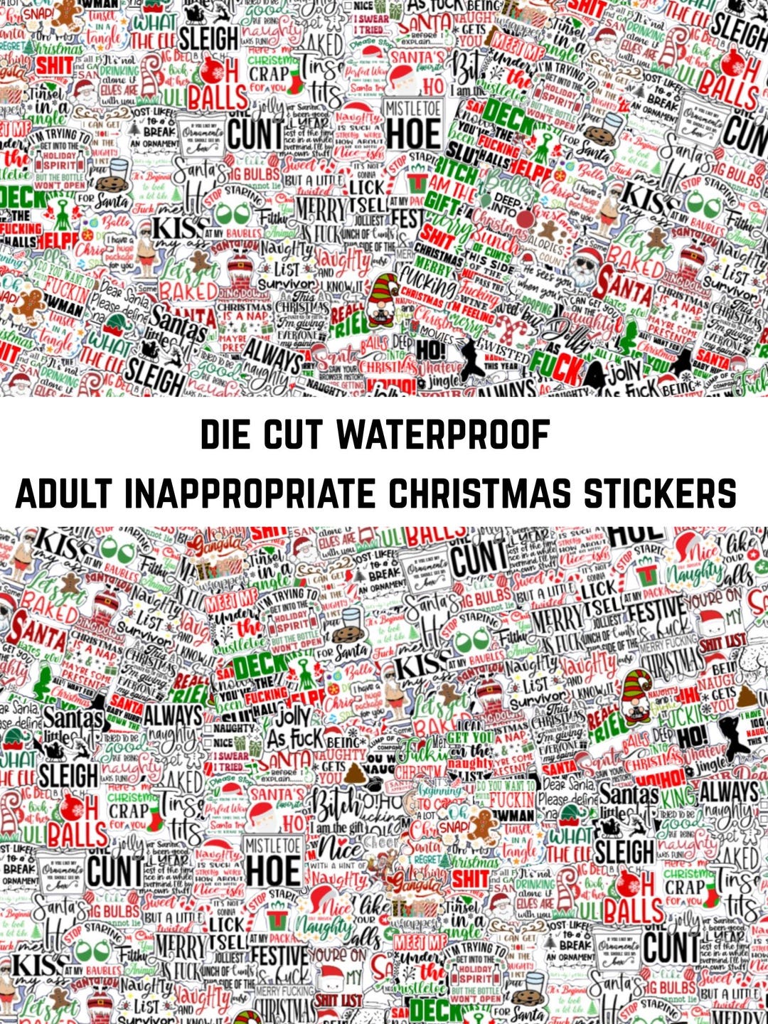 Inappropriate Funny Christmas Adult Die Cut Vinyl Sticker Pack ...