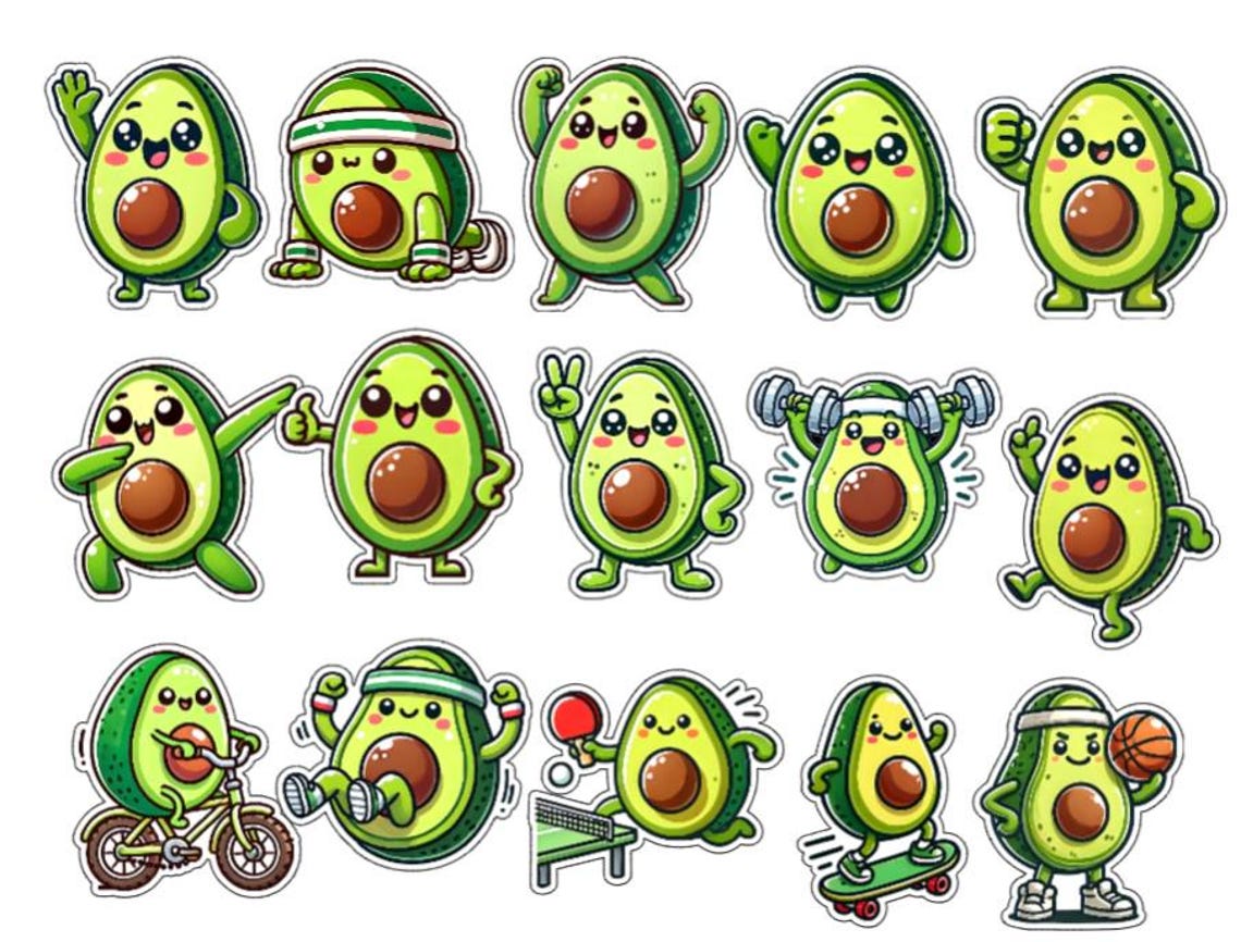 Funny Cute Motivational Avocado Sticker Pack, Vinyl Die Cut Waterproof ...