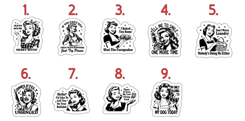 Sarcastic Funny Retro Mom Vinyl Sticker Pack, Waterproof & Scratch ...