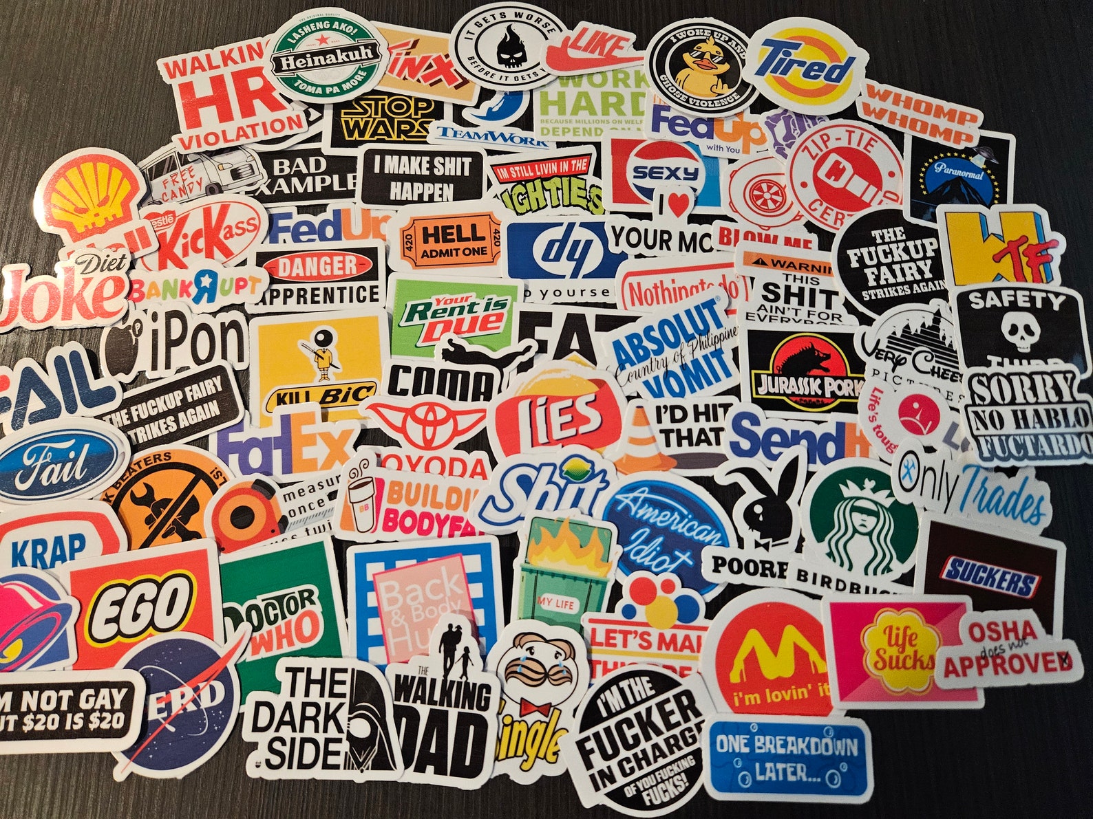 Sarcastic Funny Logo Pun Sticker Pack, Work Humor, Hard Hats, Planners ...