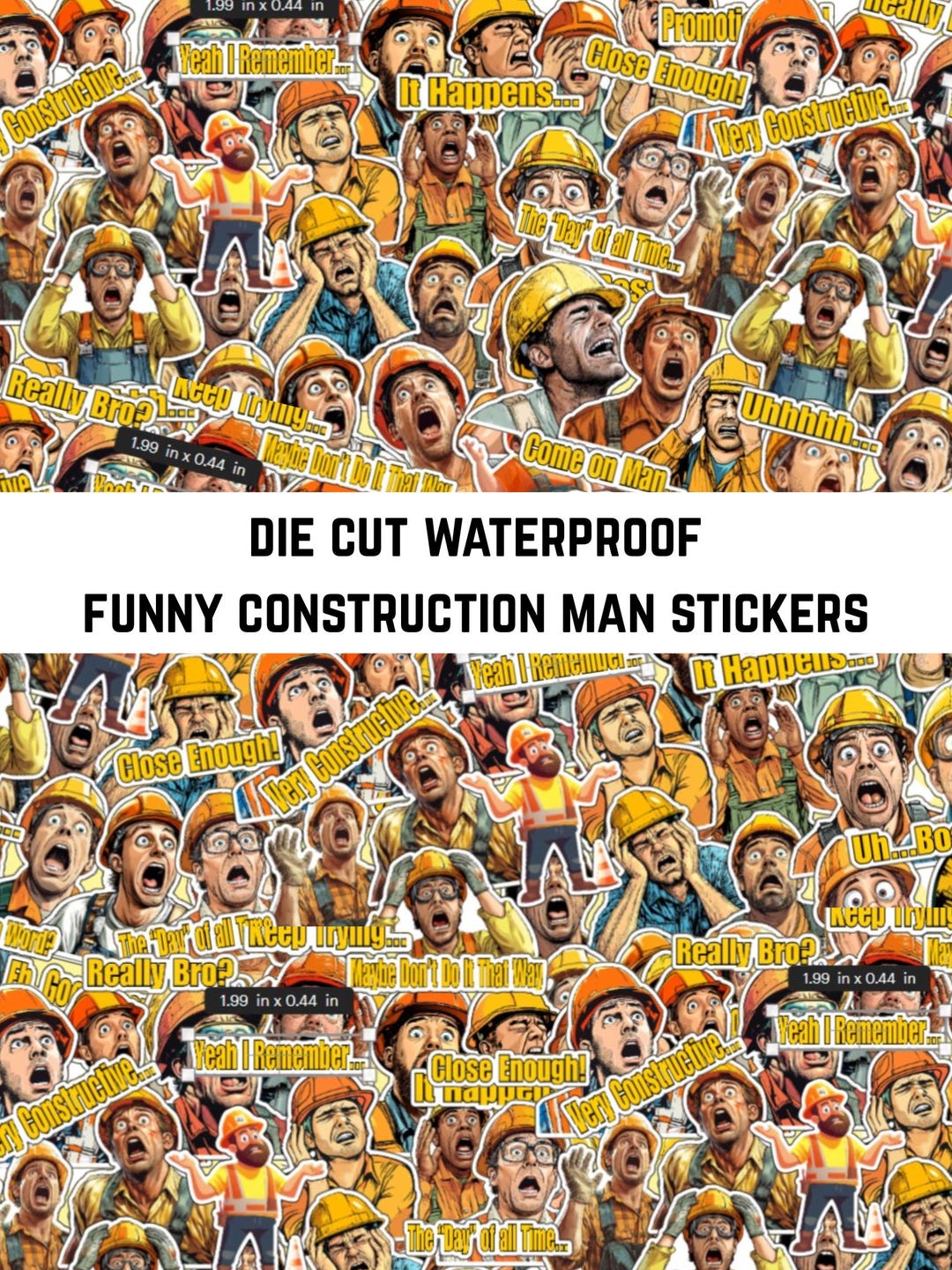 Construction Worker Vinyl Die Cut Stickers, Funny Sarcastic Stickers ...