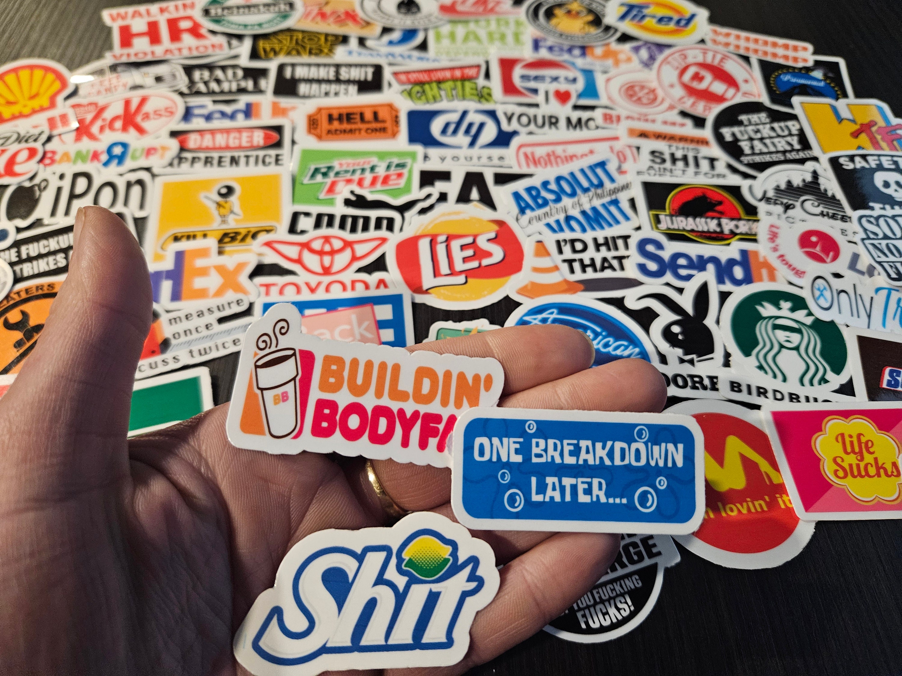 Sarcastic Funny Logo Pun Sticker Pack, Work Humor, Hard Hats, Planners ...