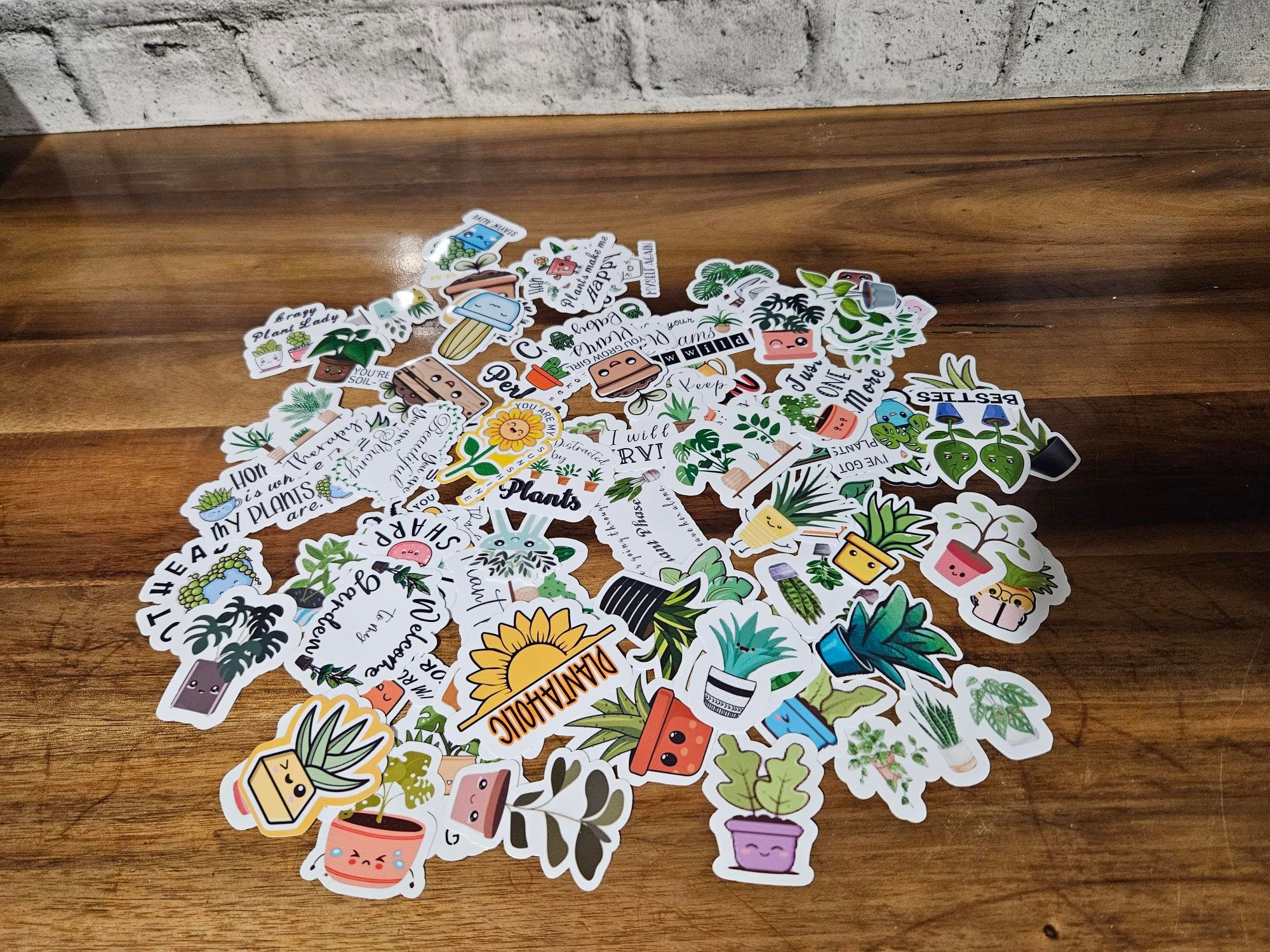Plant Stickers, Cute Funny Motivational, Glossy Vinyl Stickers ...
