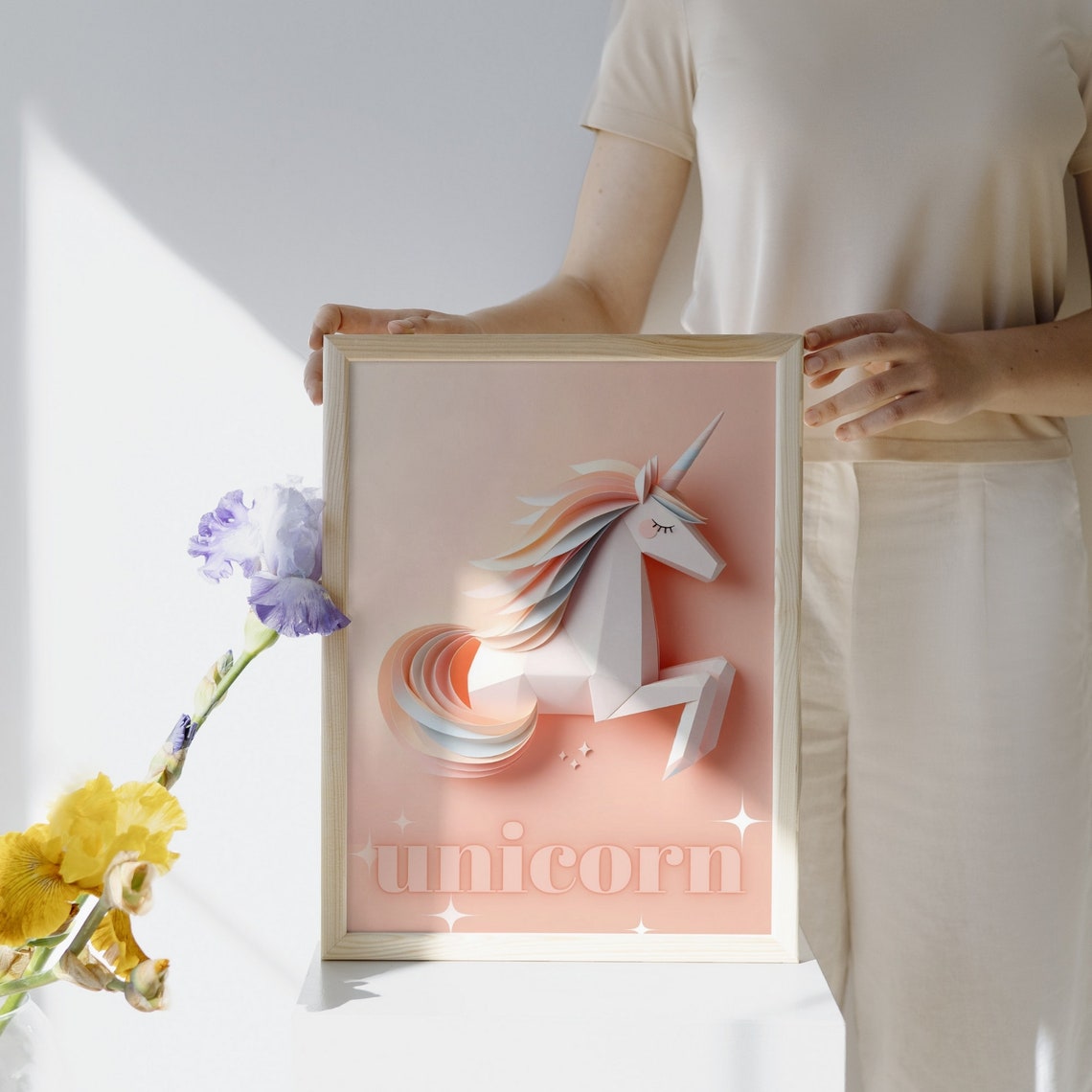 Unicorn and Rainbow Origami Poster Printable Art for Kids Room - Etsy