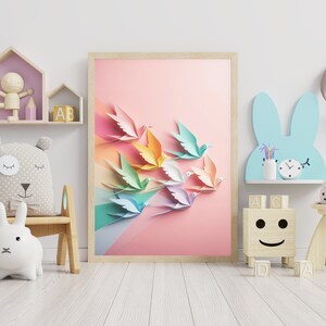 Origami Birds Printable Poster I Unique Wall Art for Kids Room I ...