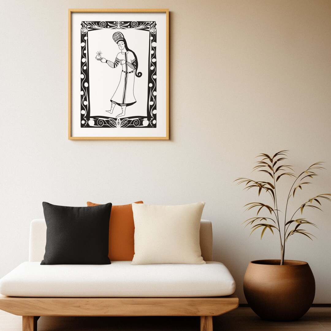 Seljuk-inspired Black & White Miniature Art | Unique Anatolian Wall Art ...