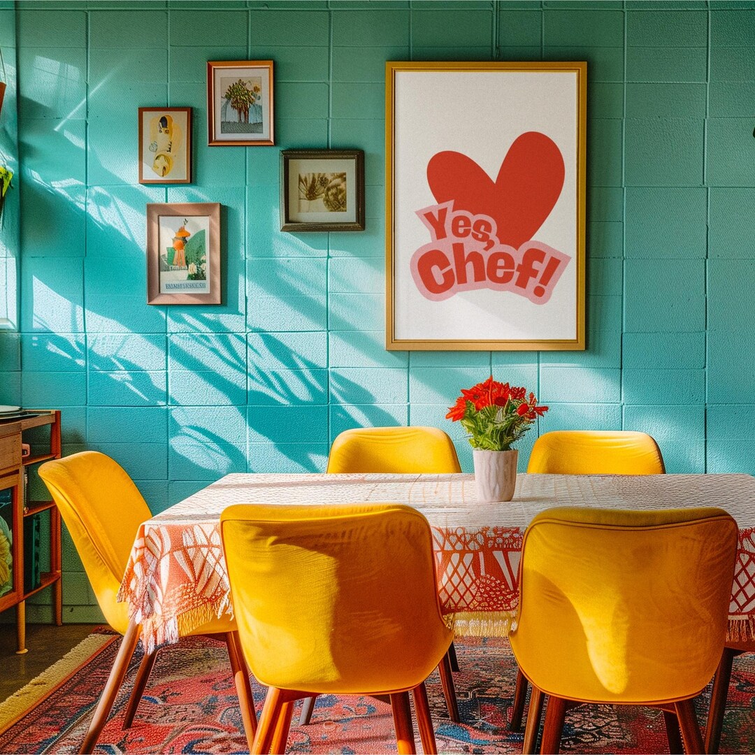 Unique Valentine's Day Art | 'yes Chef' Poster | Modern Home Decor ...