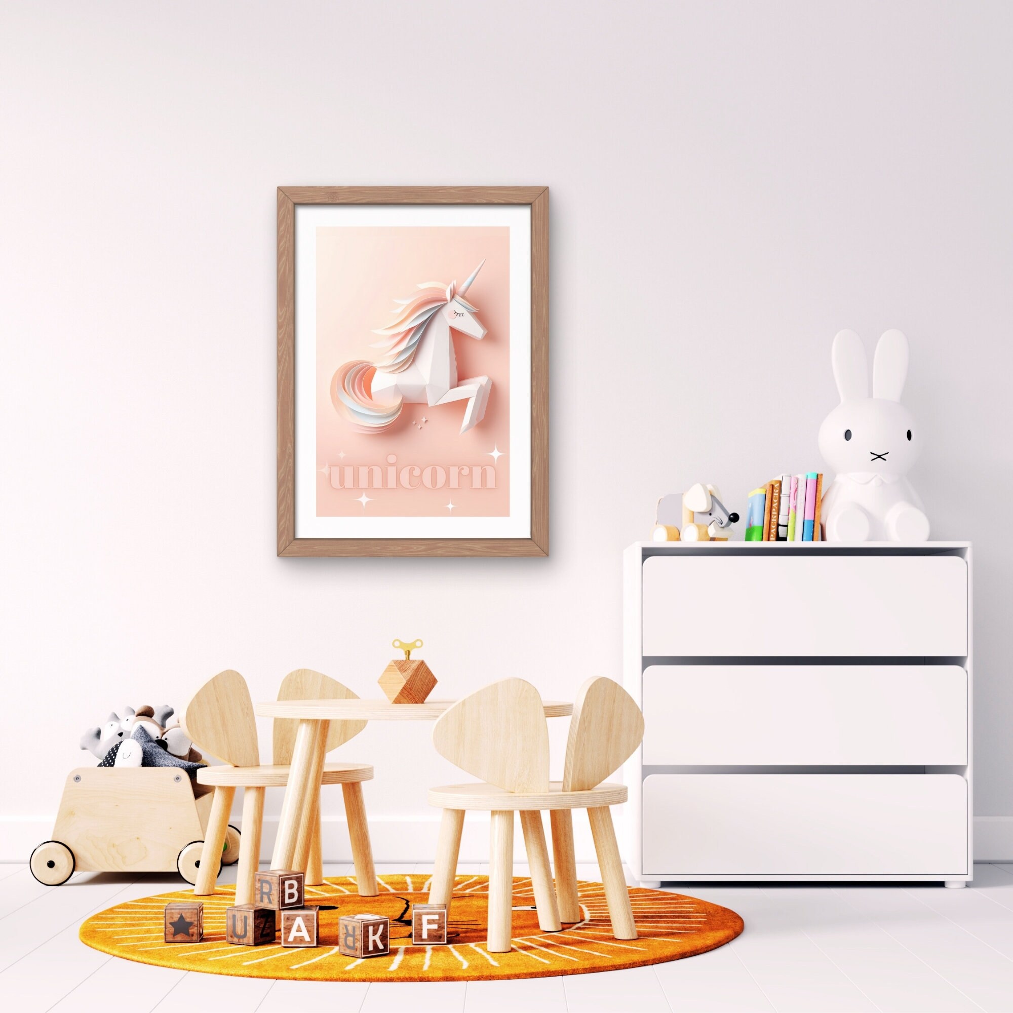 Unicorn and Rainbow Origami Poster Printable Art for Kids Room - Etsy