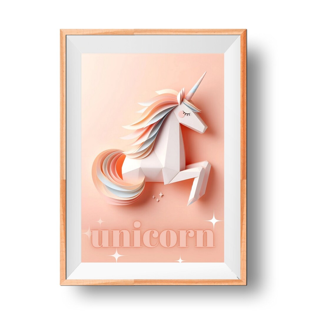 Unicorn and Rainbow Origami Poster Printable Art for Kids Room - Etsy